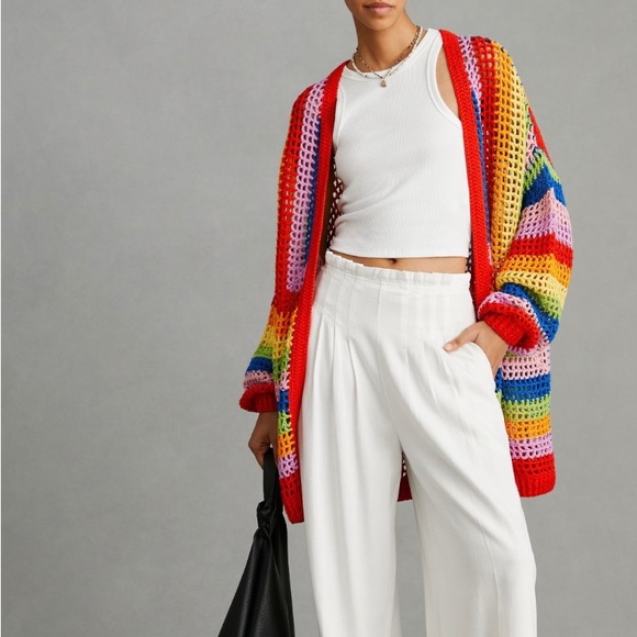 FARM Rio | Sweaters | Farm Rio Rainbow Crochet Cardigan Sweater | Poshmark